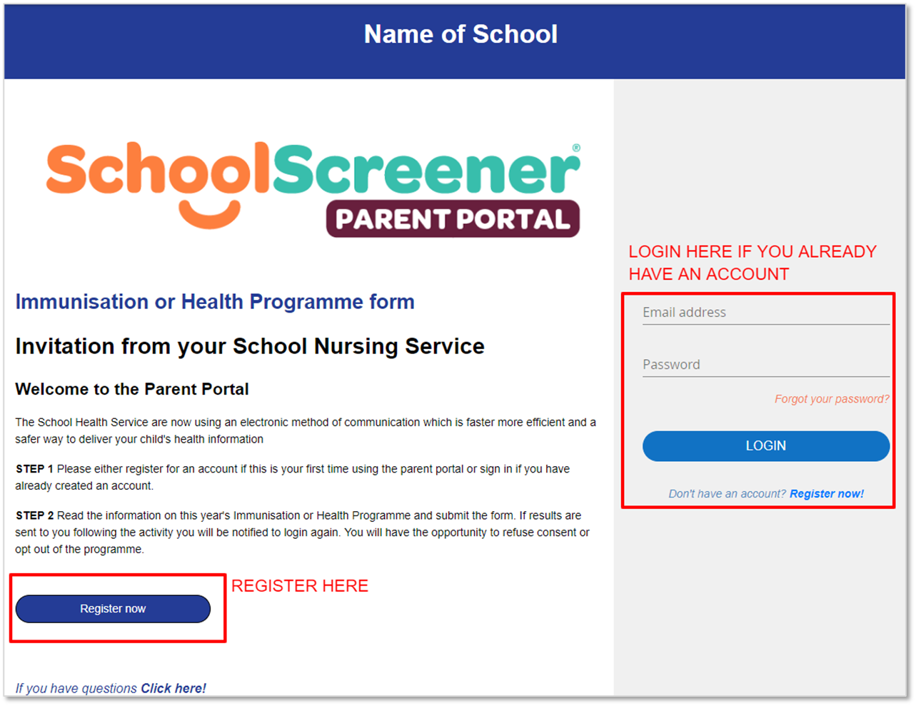 How do I register for the Parent Portal?