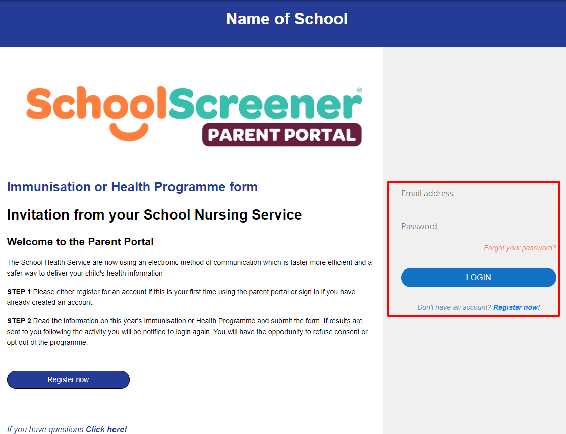 How do I login to the Parent Portal?